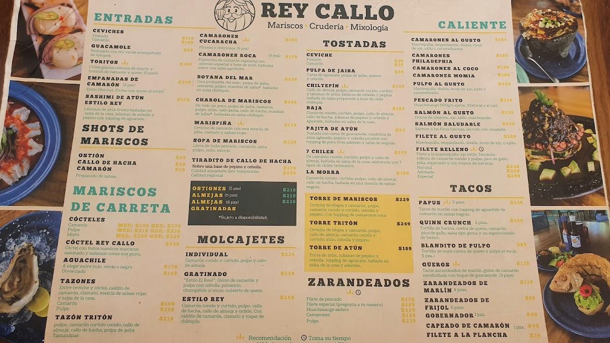 Carta del restaurante Rey Callo Mariscos del Carreta, Colima, P.º ...
