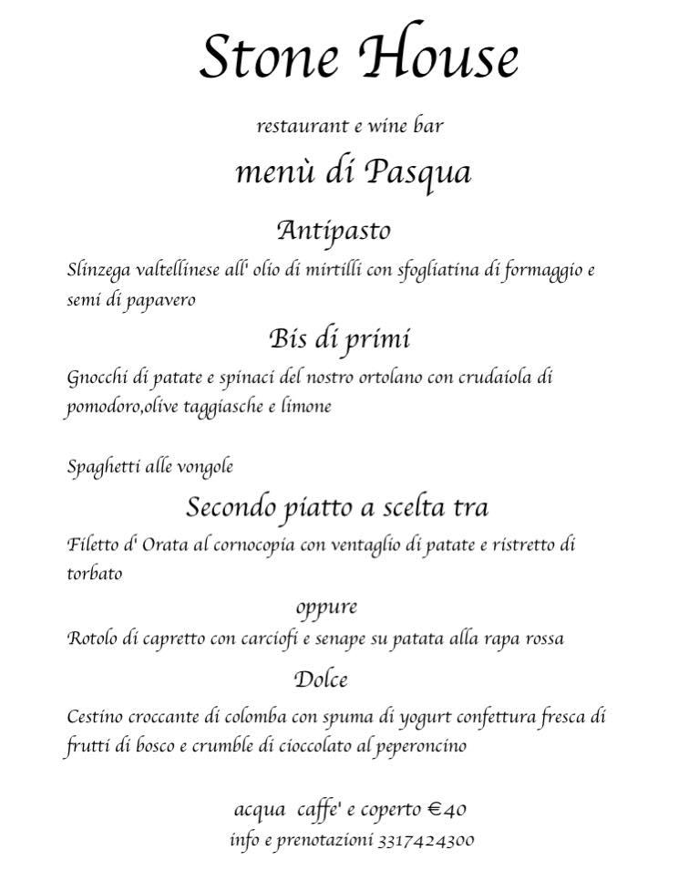 Menu at Stone House Restaurant on Lake Como, Lezzeno