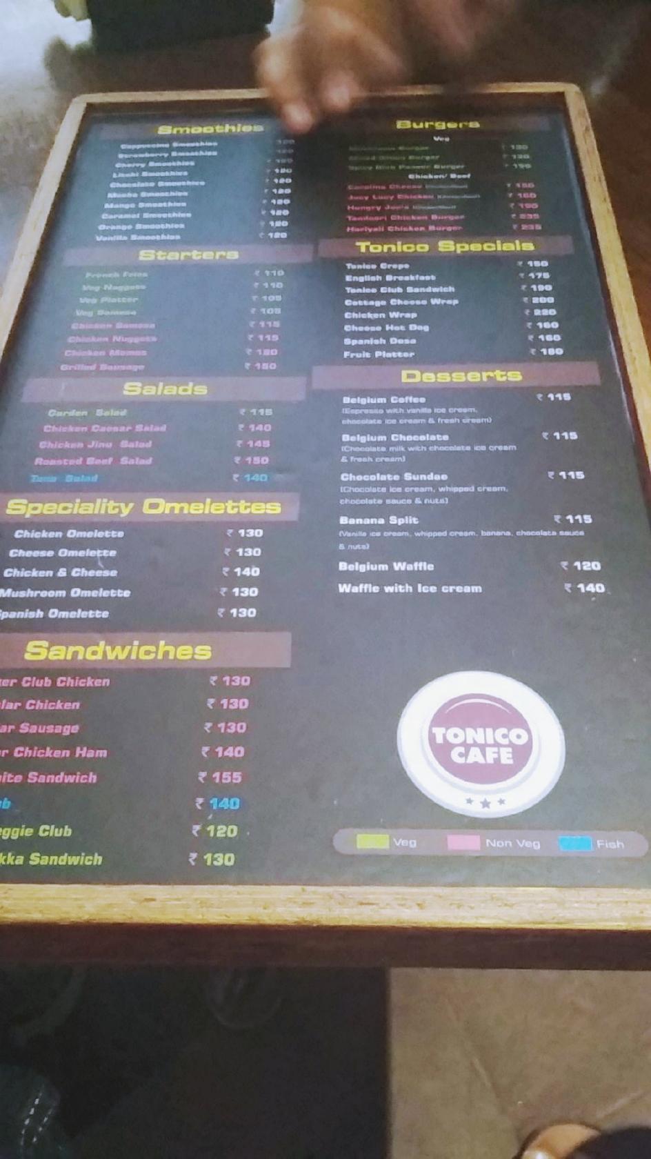 Menu at Tonico Cafe, Kochi, Seaport - Airport Rd