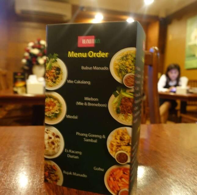 Menu at Beautika restaurant, Jakarta, Jl. Hang Lekir No.1