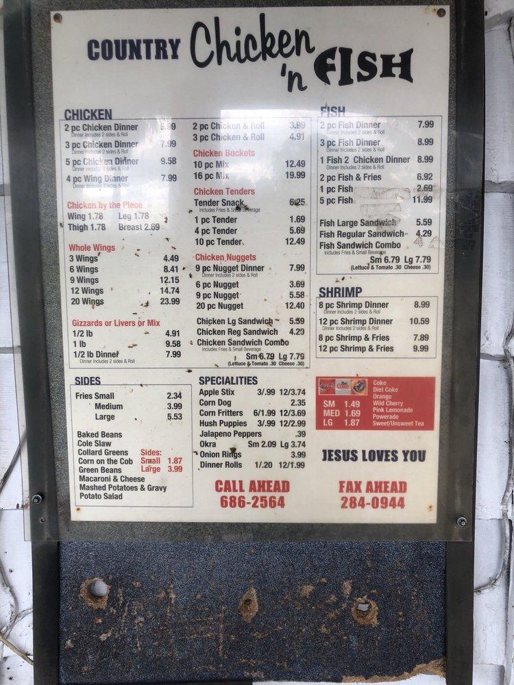 Menu at Country Chicken 'n Fish restaurant, Lakeland
