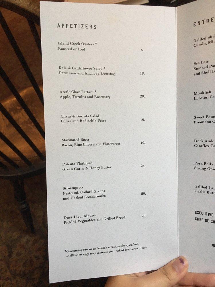 Menu at Gramercy Tavern pub & bar, New York City, 42 E 20th St