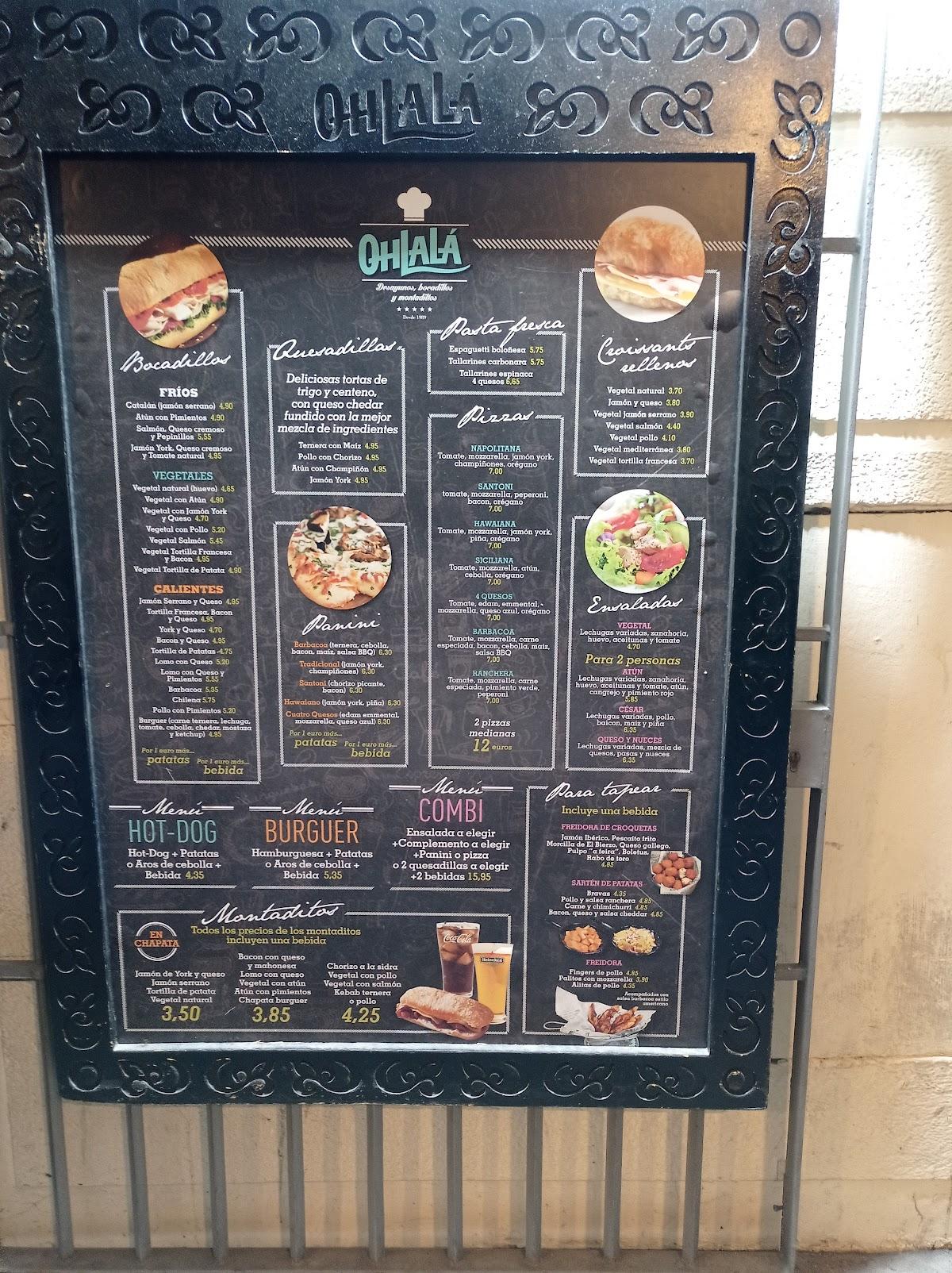 Carta de Restaurante Ohlalá, Alcala de Henares, C. Mayor