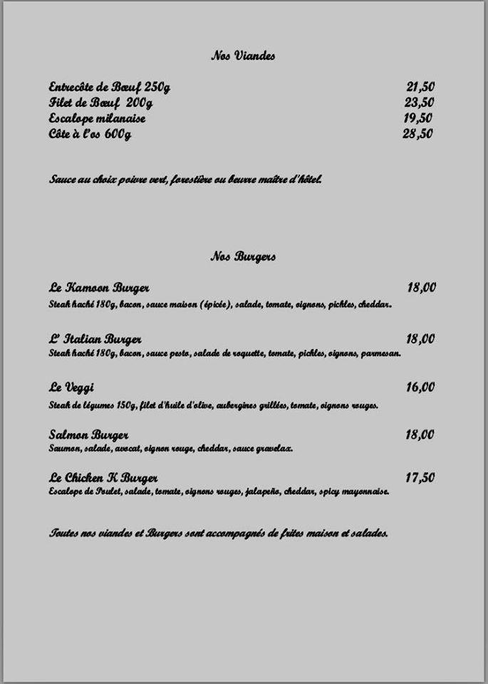 Menu at Kamoon by Risso pizzeria, Luxembourg City