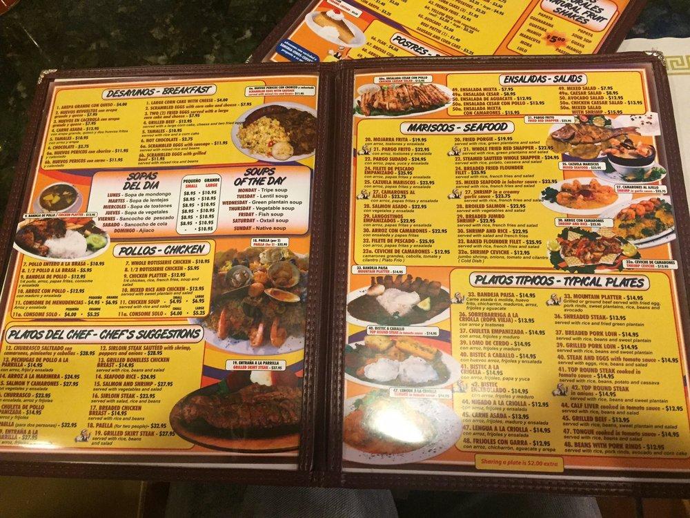 Menu at Pollos El Paisa restaurant, Westbury