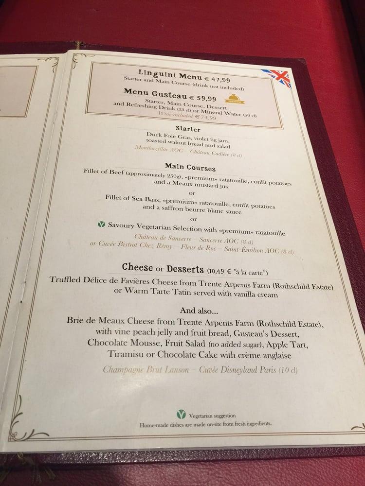Menu at Bistrot Chez Rémy restaurant, Chessy