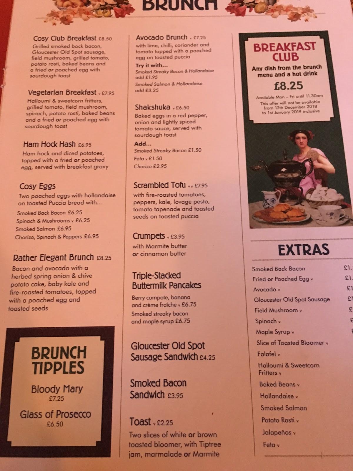 Menu at Cosy Club, Leicester, 68 Highcross St