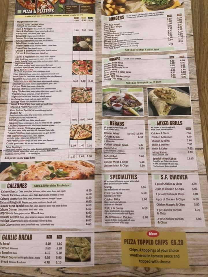 Menu at Pizza Parlour fast food, Immingham, 62 Pelham Rd