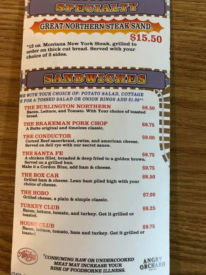 Carta del restaurante Sidetrack Lounge, Great Falls