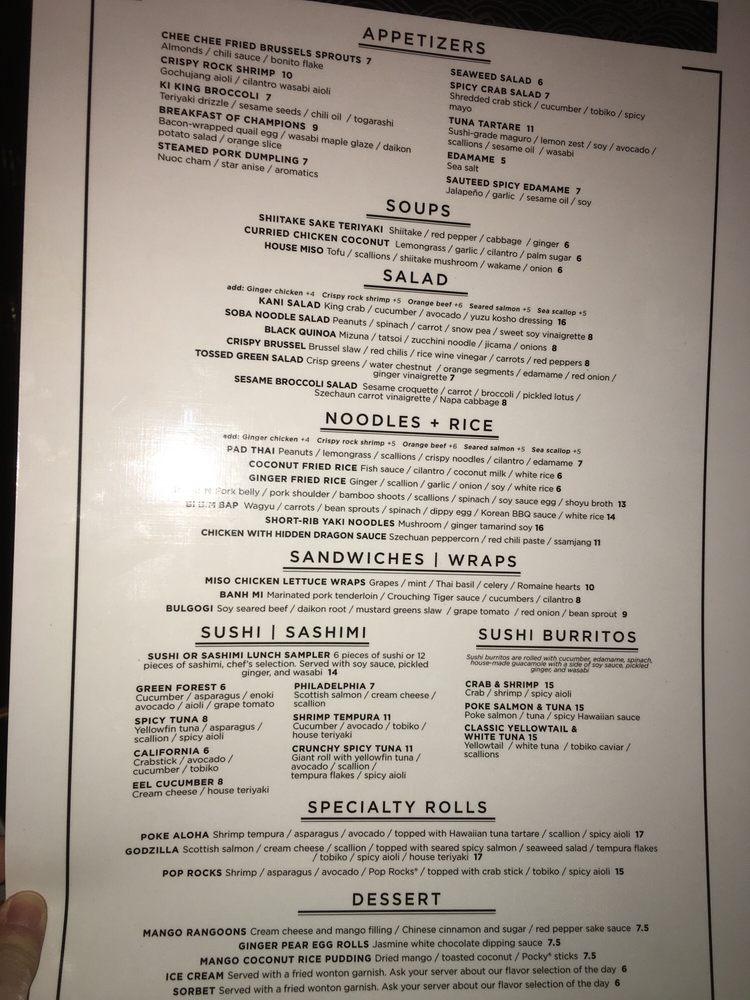 Menu at Social House 7 restaurant, Pittsburgh