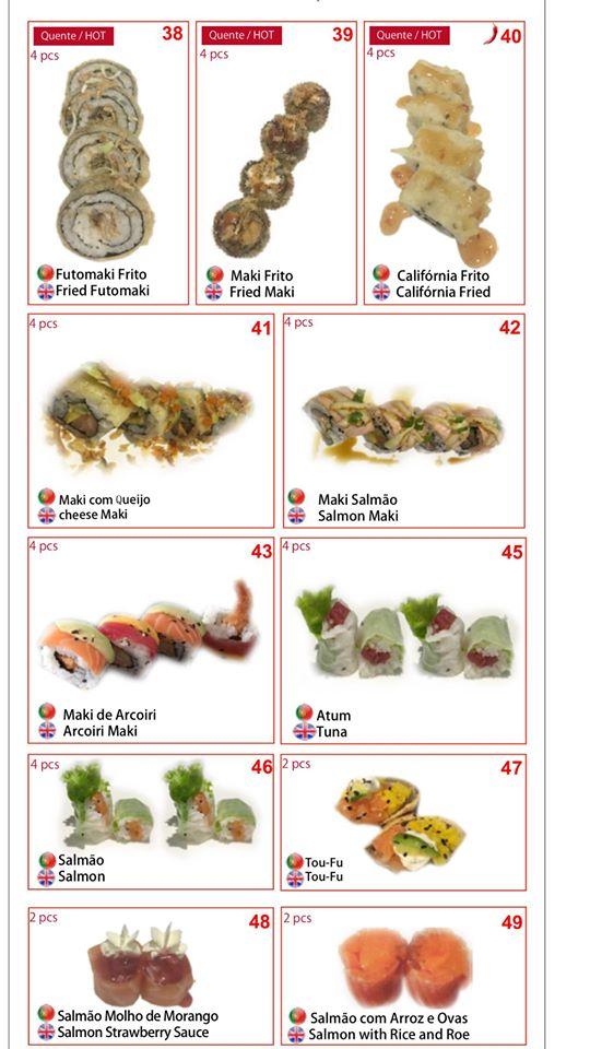 Menu at Sosu Sushi restaurant, Maia