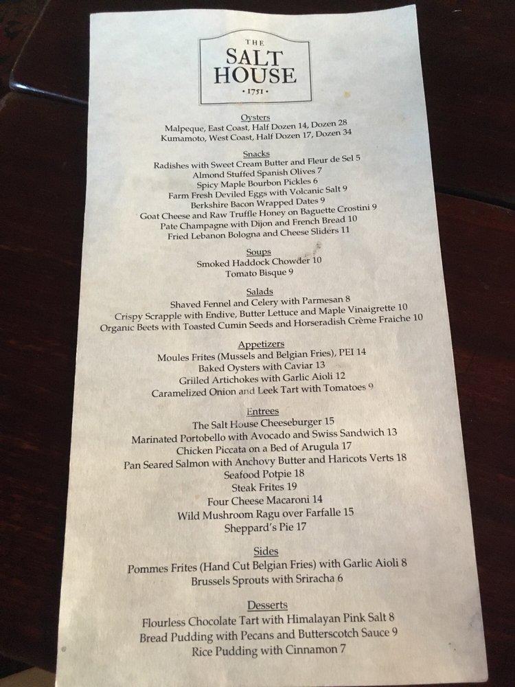 Menu at The Salt House pub & bar, New Hope