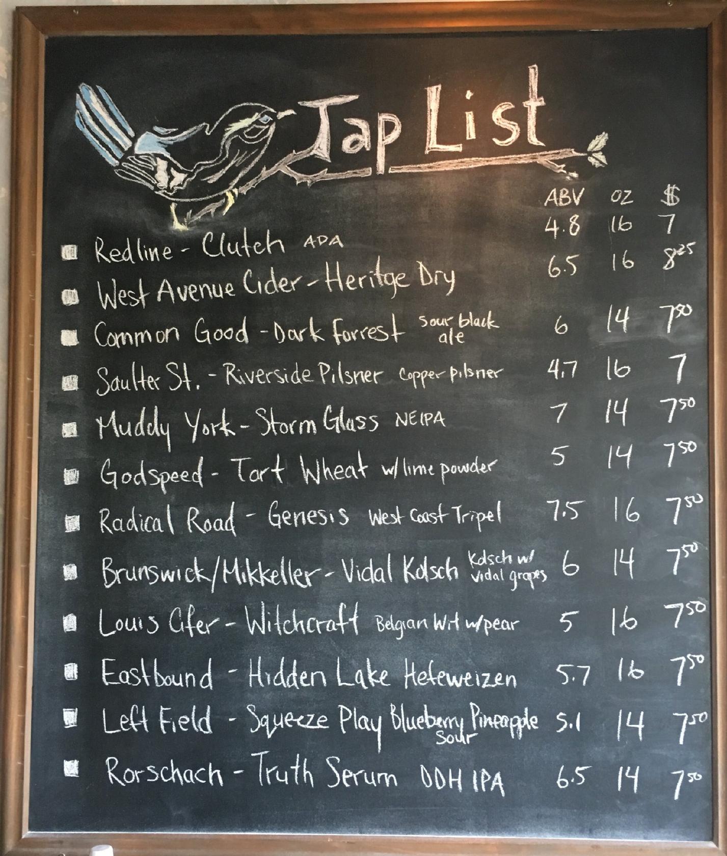 Menu at The Wren pub & bar, Toronto