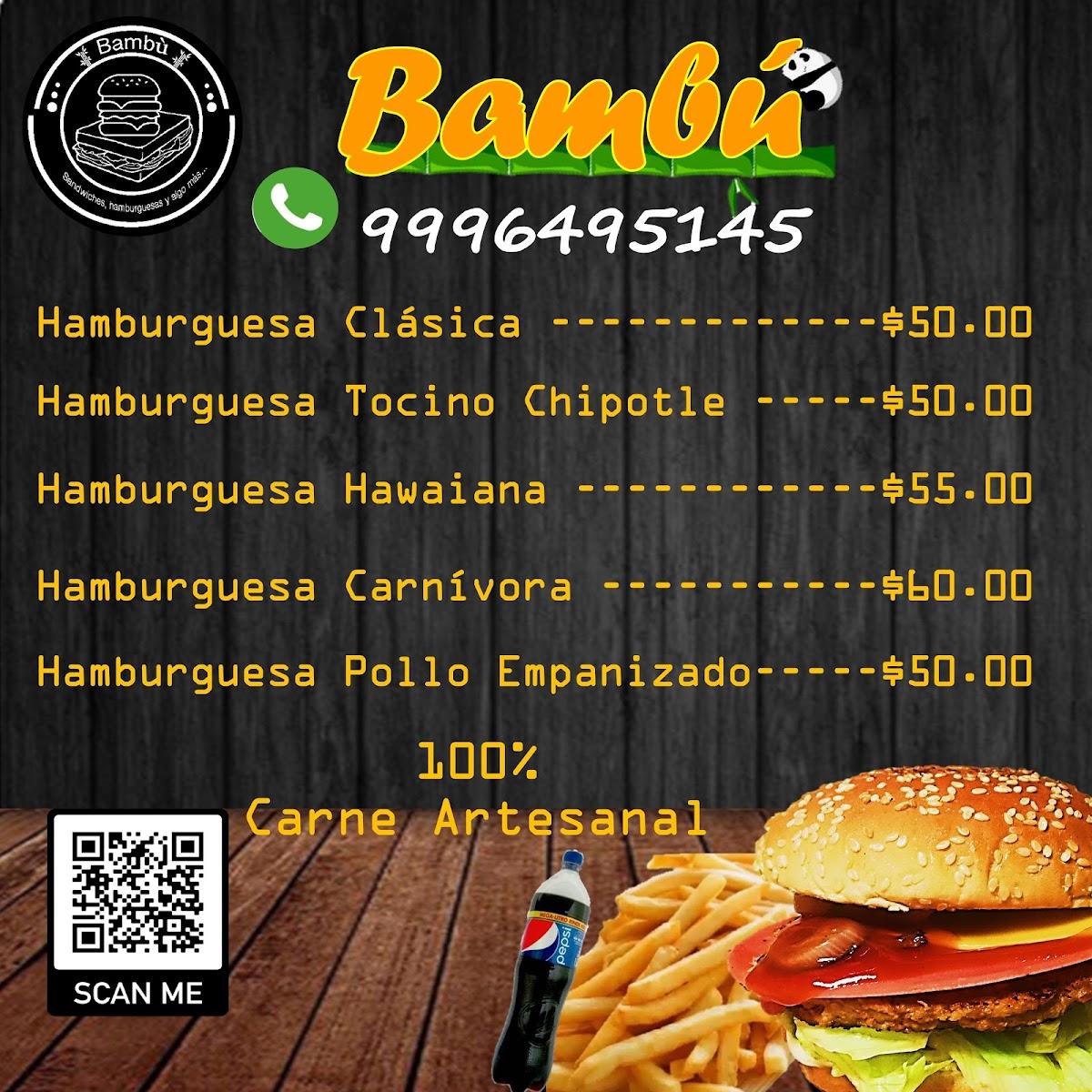 Bambú hamburguesas artesanales, Progreso - Restaurant menu, prices and ...
