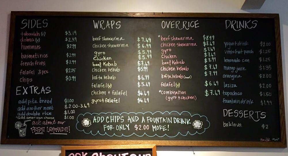 Menu at Halal Bros restaurant, Austin, Guadalupe St