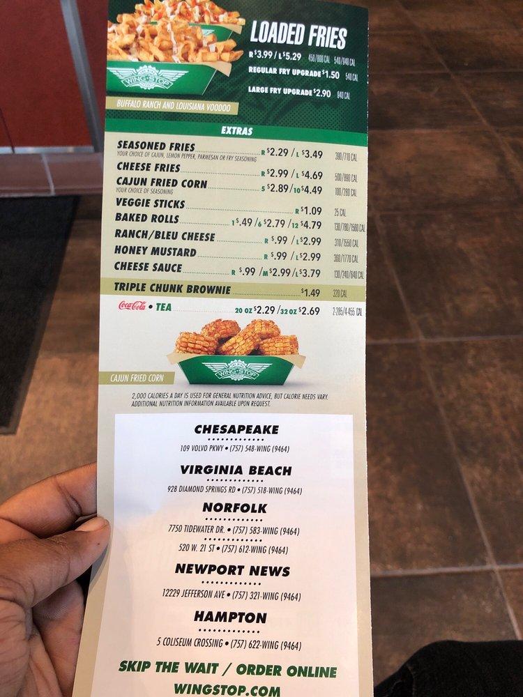 Menu at Wingstop restaurant, Hampton, 5 Coliseum Xing