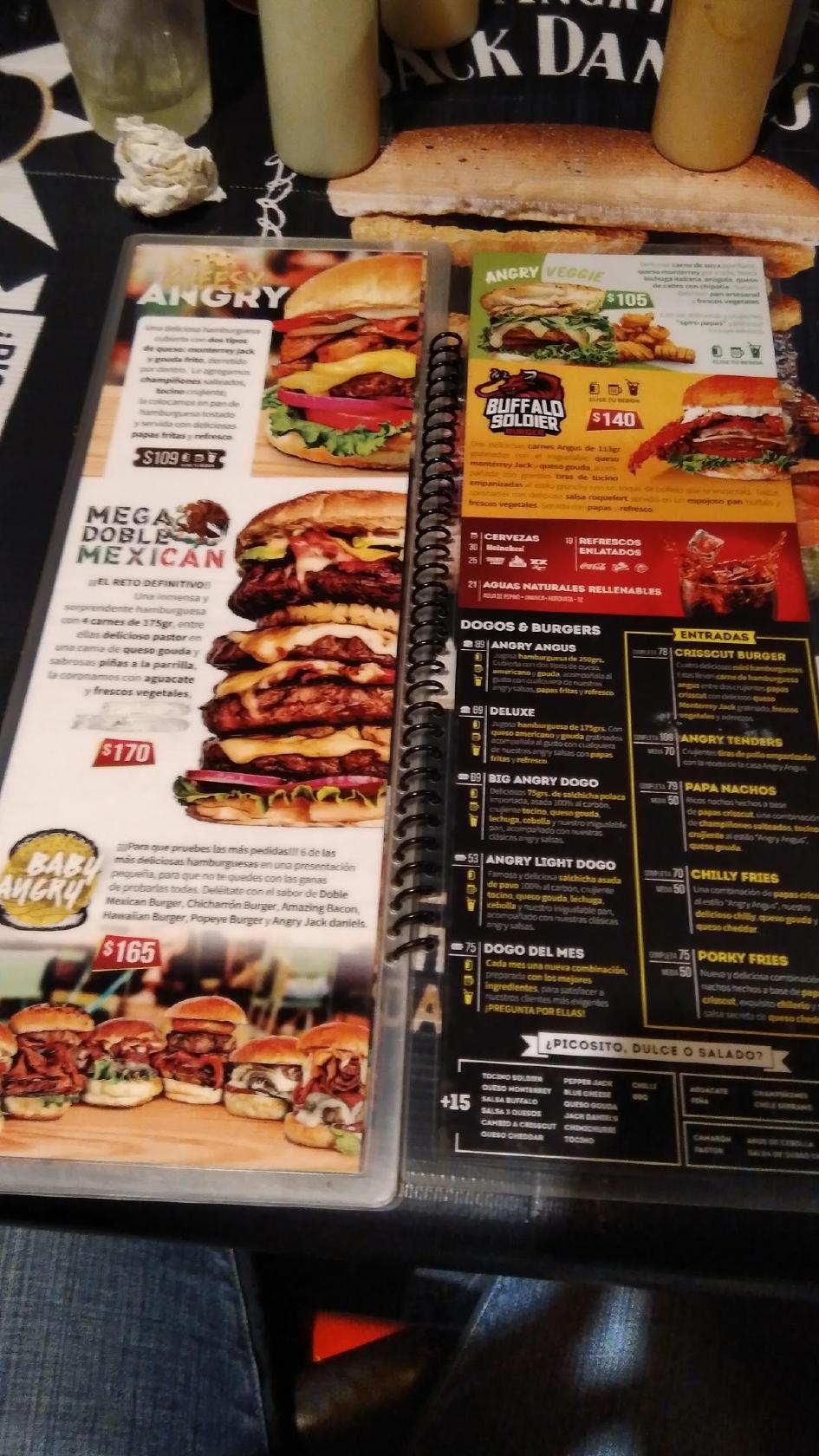 Menu at Angry Angus restaurant, Merida, Calle 77A 1040