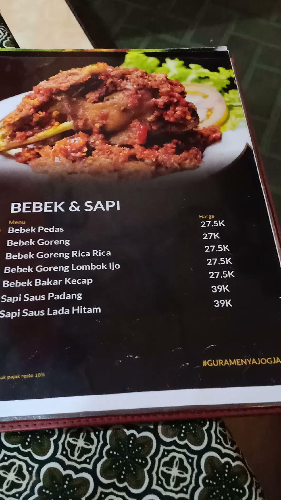 Carta del restaurante Bale Timoho Resto, Yogyakarta, Jl. Ipda Tut ...