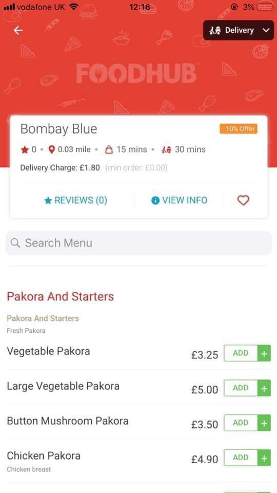 Menu at Bombay Blue restaurant, Saltcoats