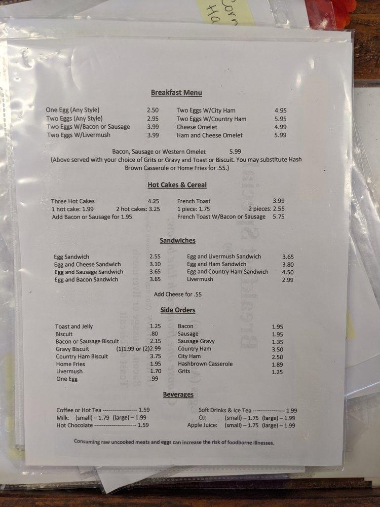 Menu at Clover Station restaurant, Clover, 105 N Main St