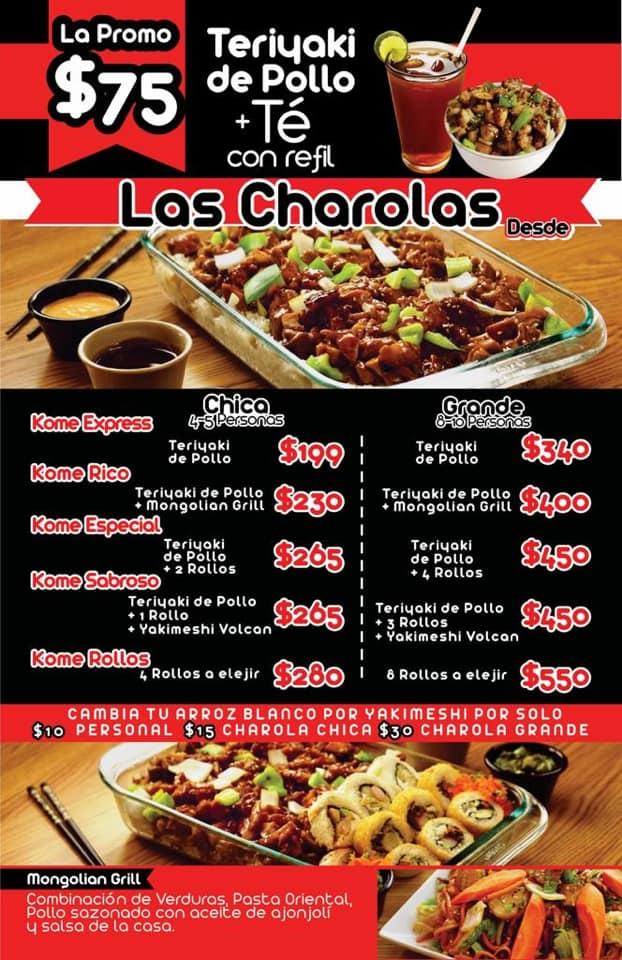 Menu at Kome Express restaurant, Mexicali, Rio presidio y montes de oca ...