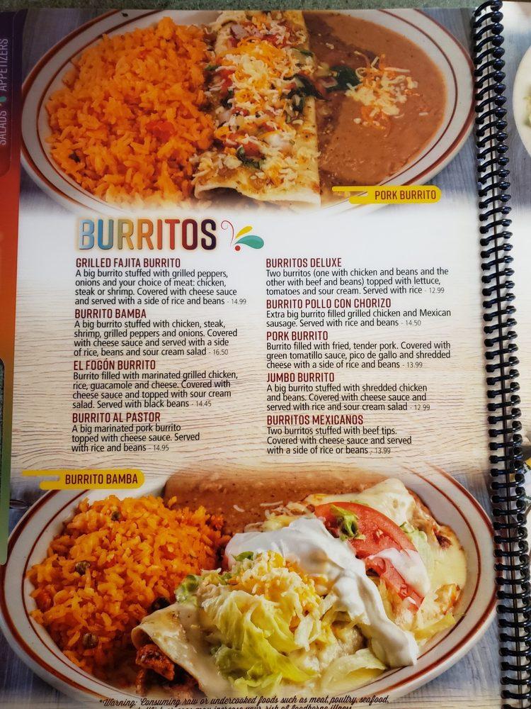 Menu at Las Brasas Grill Mexican Restaurant, Wellsville