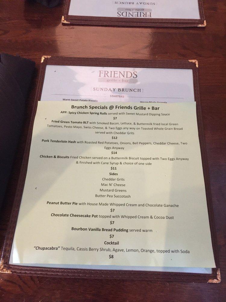 Menu at Friends Grille and Bar, Valdosta