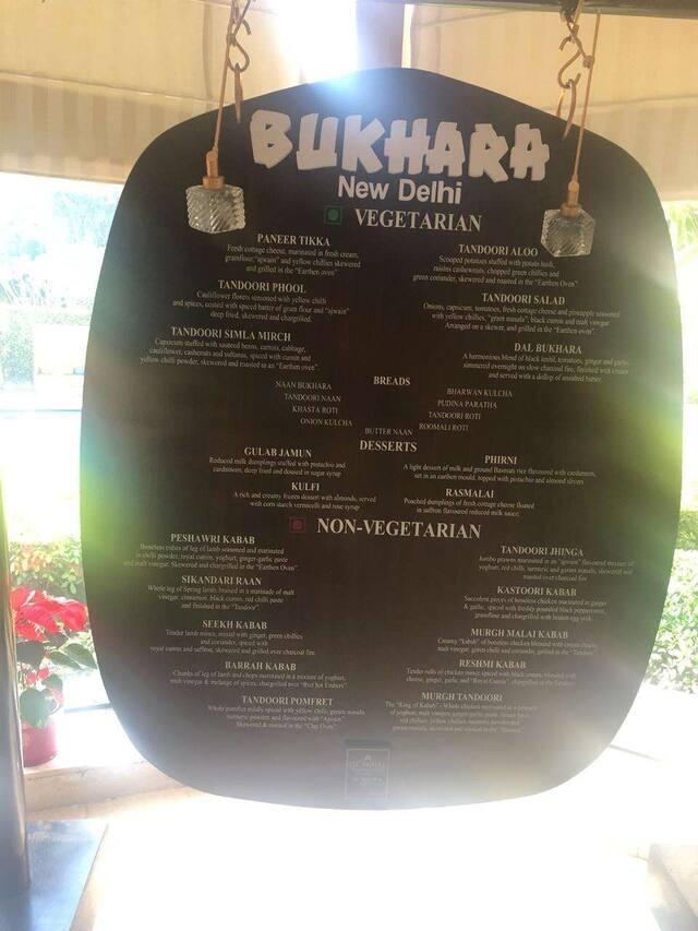 Menu at Bukhara, New Delhi, ITC MAURYA