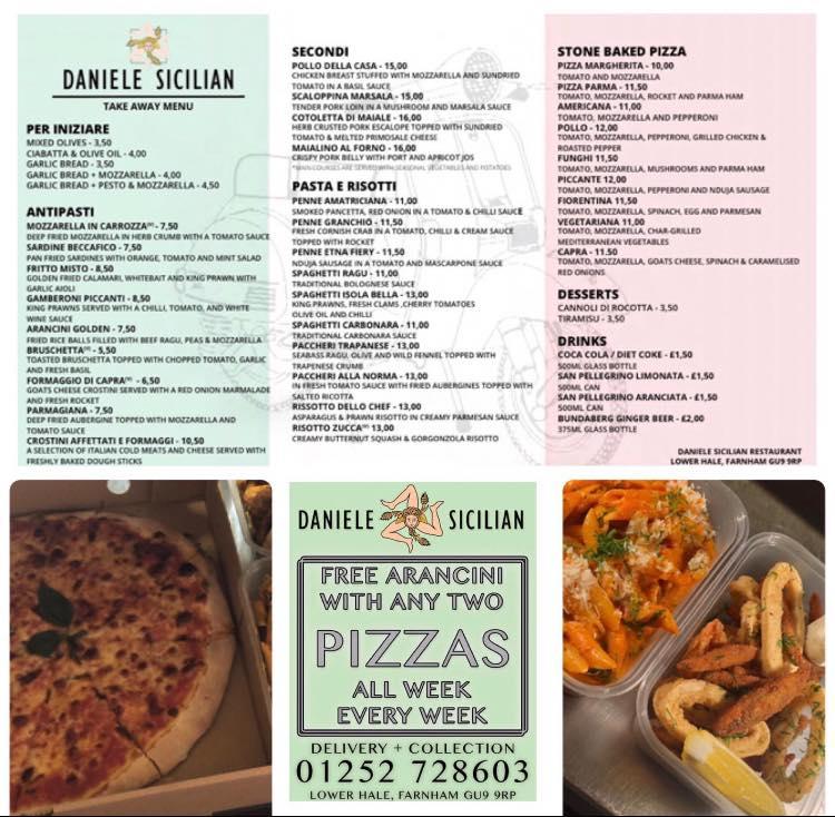 Carta de Daniele Sicilian Restaurant, Farnham