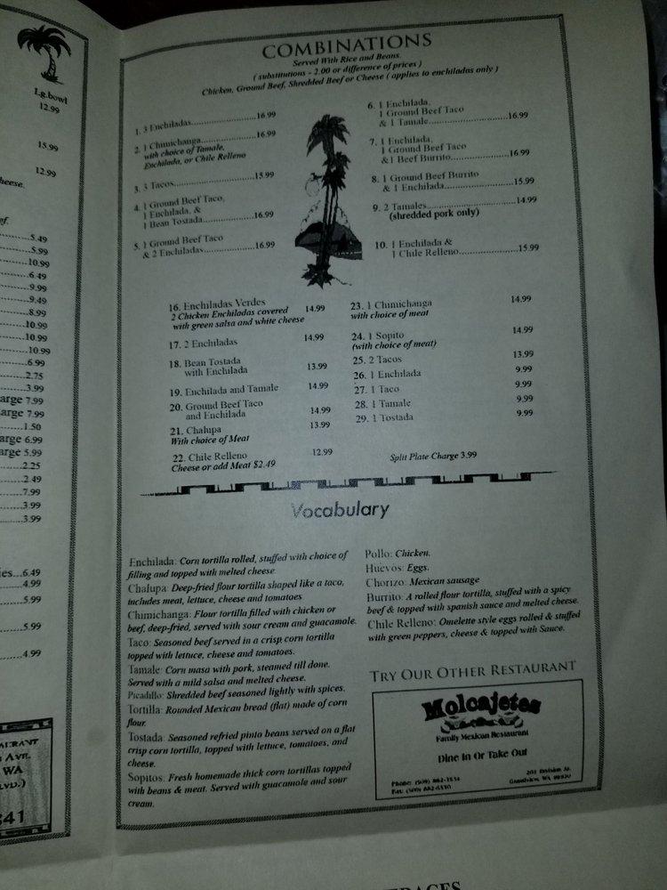 Menu at Isla Bonita Mexican Restaurant, Richland