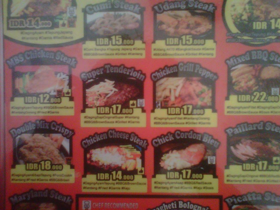 Menu at mbs bistro cafe, Semarang
