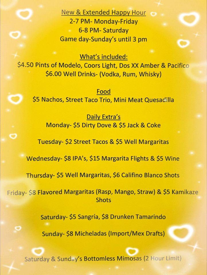 Menu at Mundo's Latin Grill & Cantina restaurant, Turlock