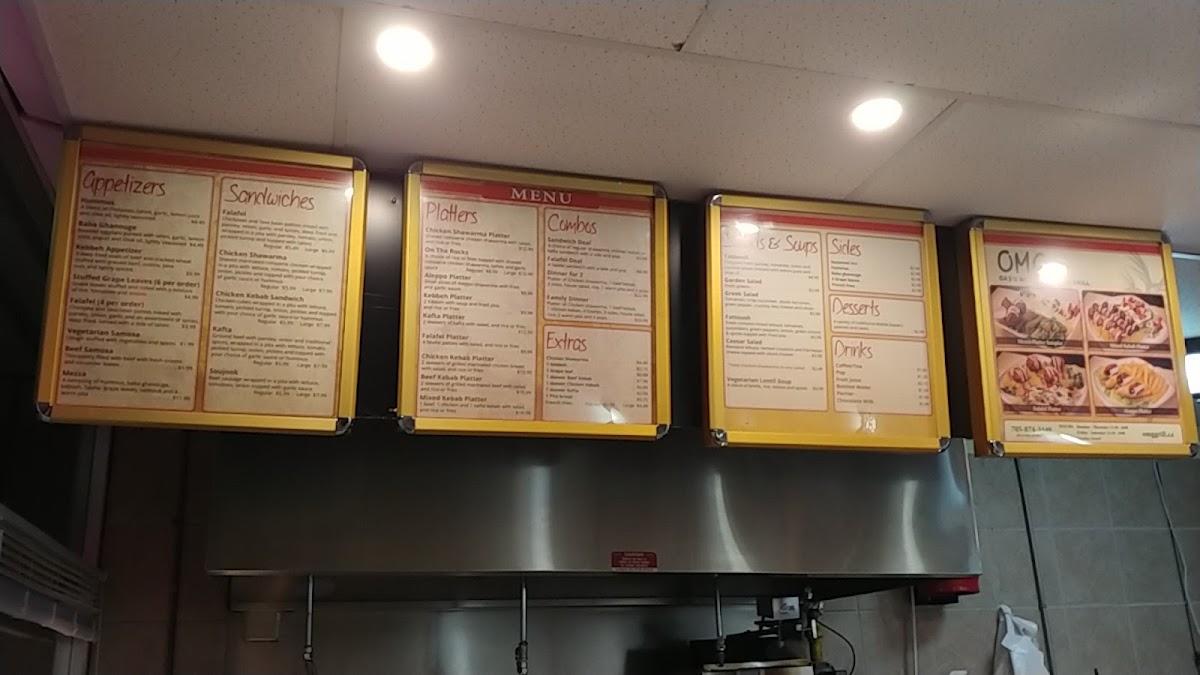 Menu at OMG (Oasis Mediterranean Grill) restaurant, Peterborough