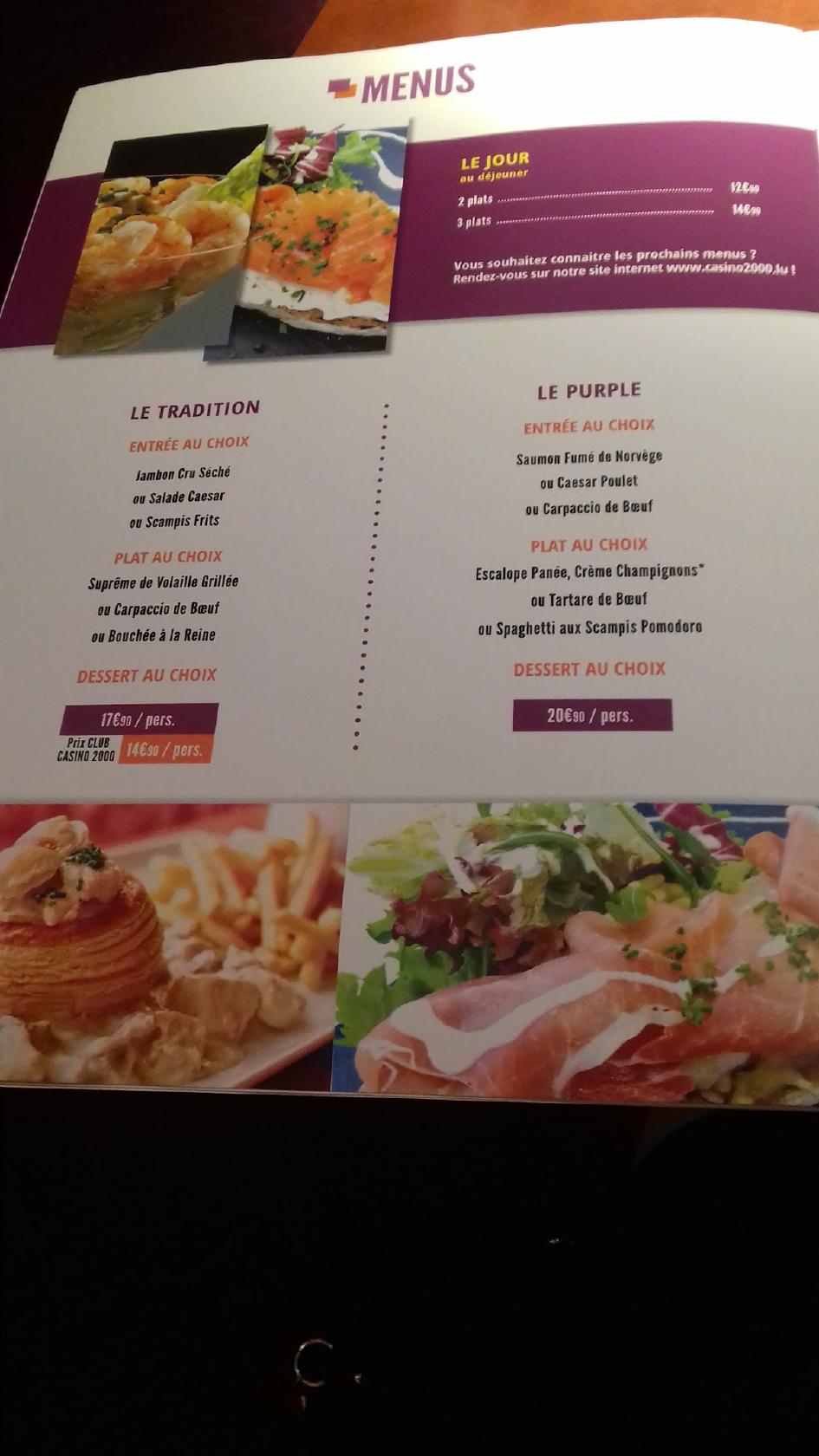 Speisekarte von Purple Lounge restaurant, Bad Mondorf