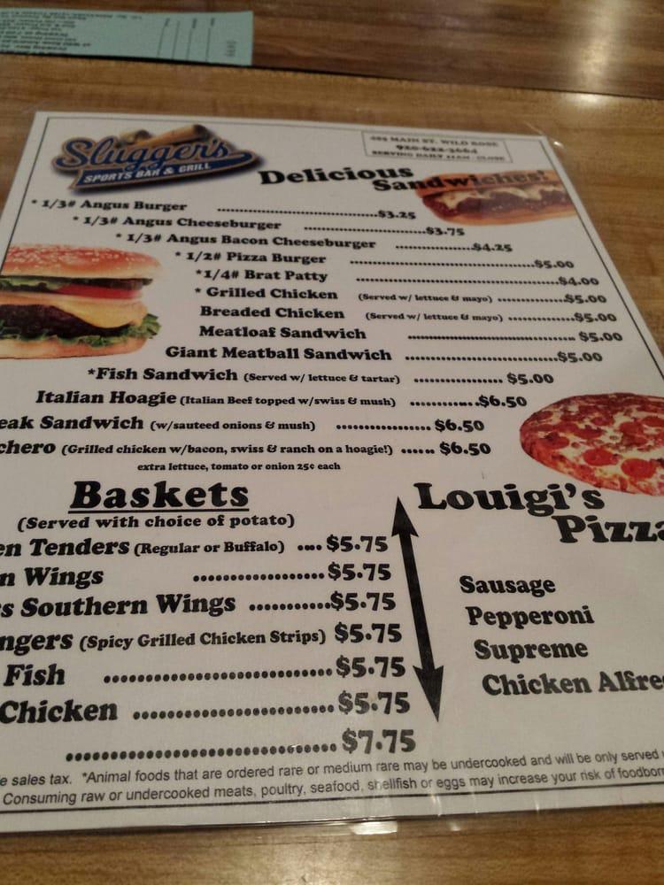 Menu at Slugger's Sports Bar & Grill, Wild Rose