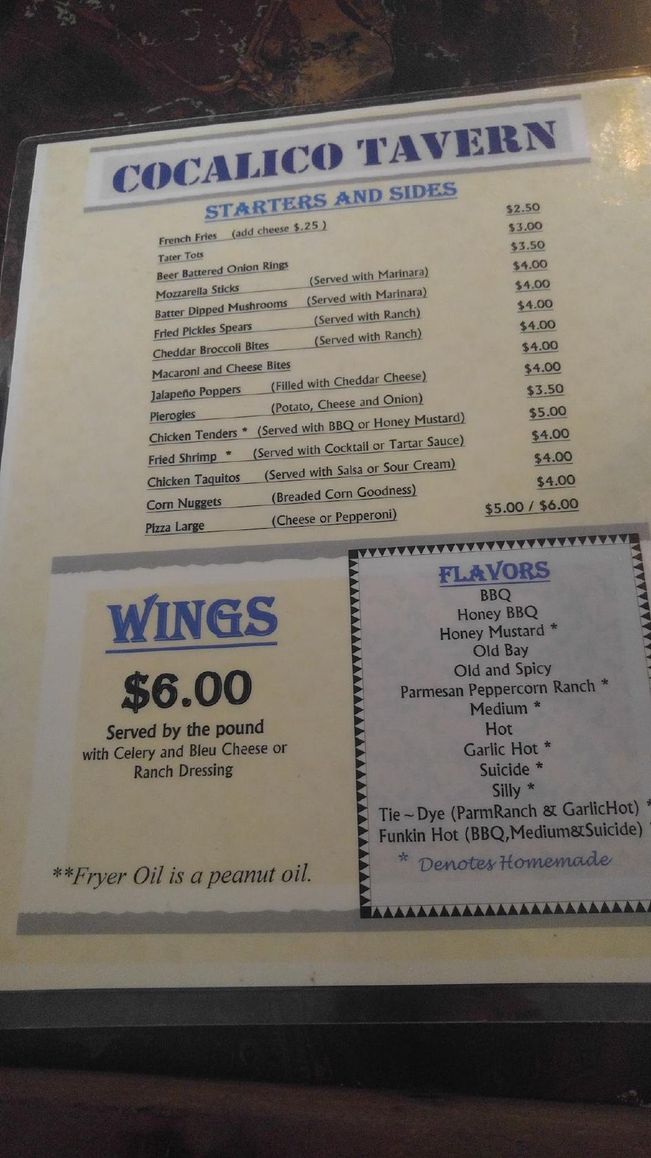 Menu at Cocalico Tavern pub & bar, Stevens, N Reading Rd
