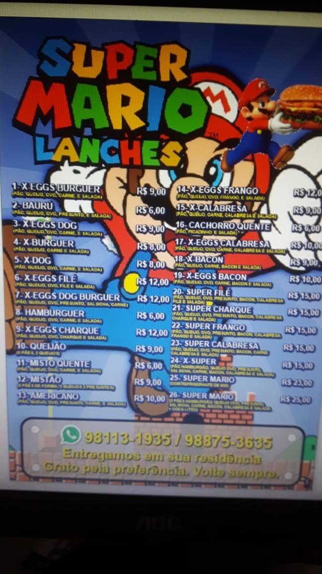 Menu at Super Mario Lanche pub & bar, Belém