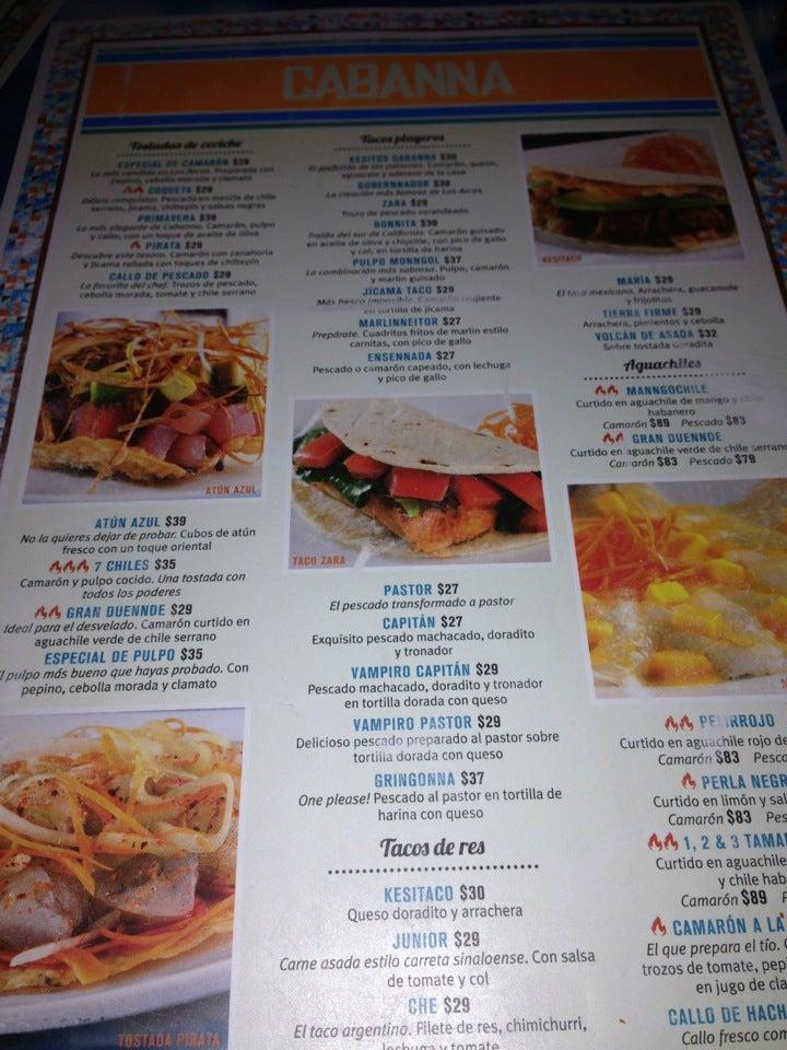 Menu at Cabanna Restaurant, Culiacán, Blvd. Francisco Labastida Ochoa 1695