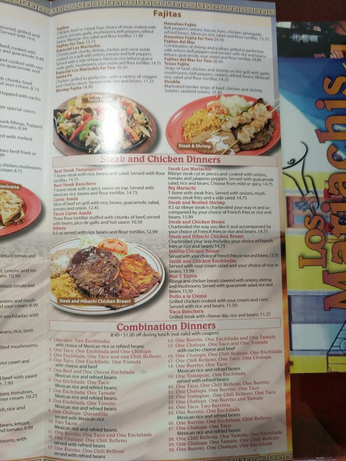 Menu at Los Mariachis Mexican Restaurant, Columbus, S High St