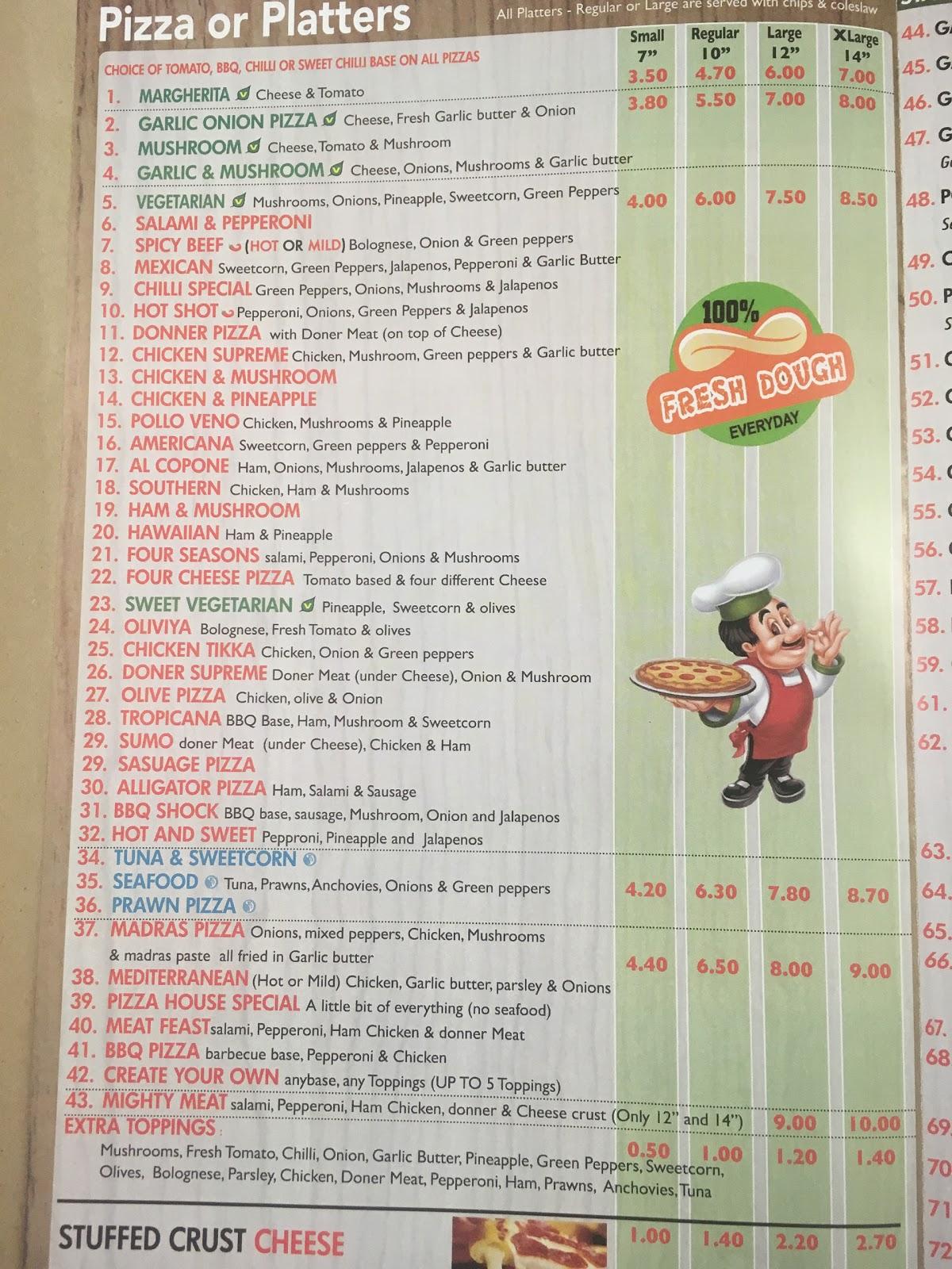 Menu at Pizza house pizzeria, Market Rasen