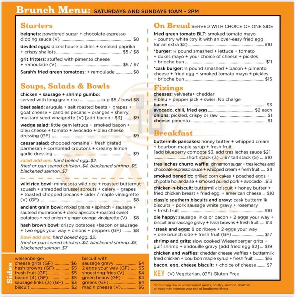 Menu at CASK Southern Kitchen & Bar, Louisville