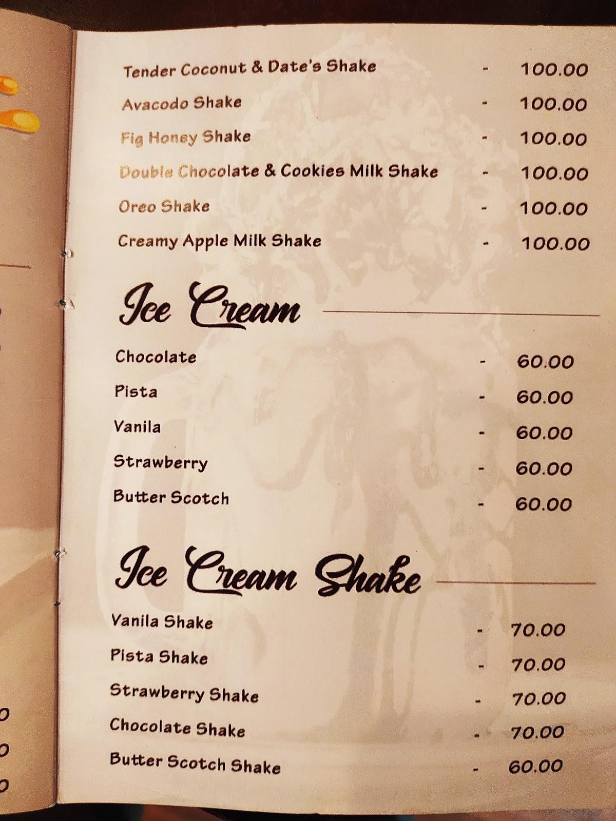 Menu at Homies Restaurant, Thiruvananthapuram