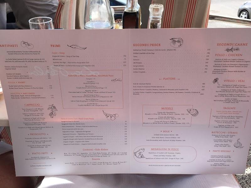 Menu at La Perla Restaurant Cape Town, Cape Town
