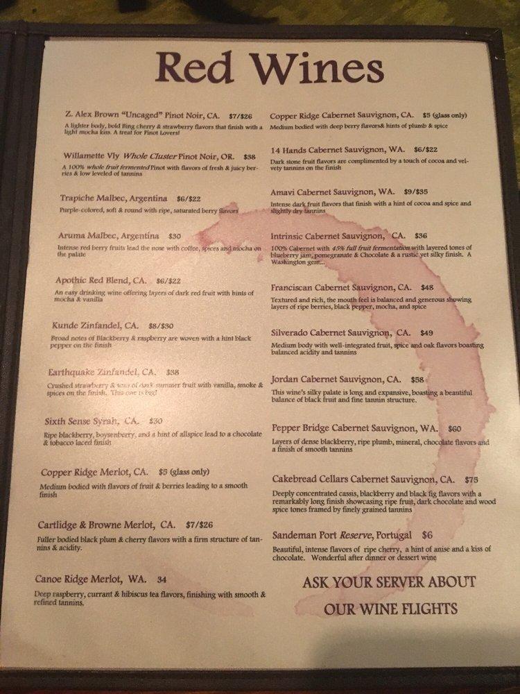 Menu at The Hydra Steakhouse, Sandpoint