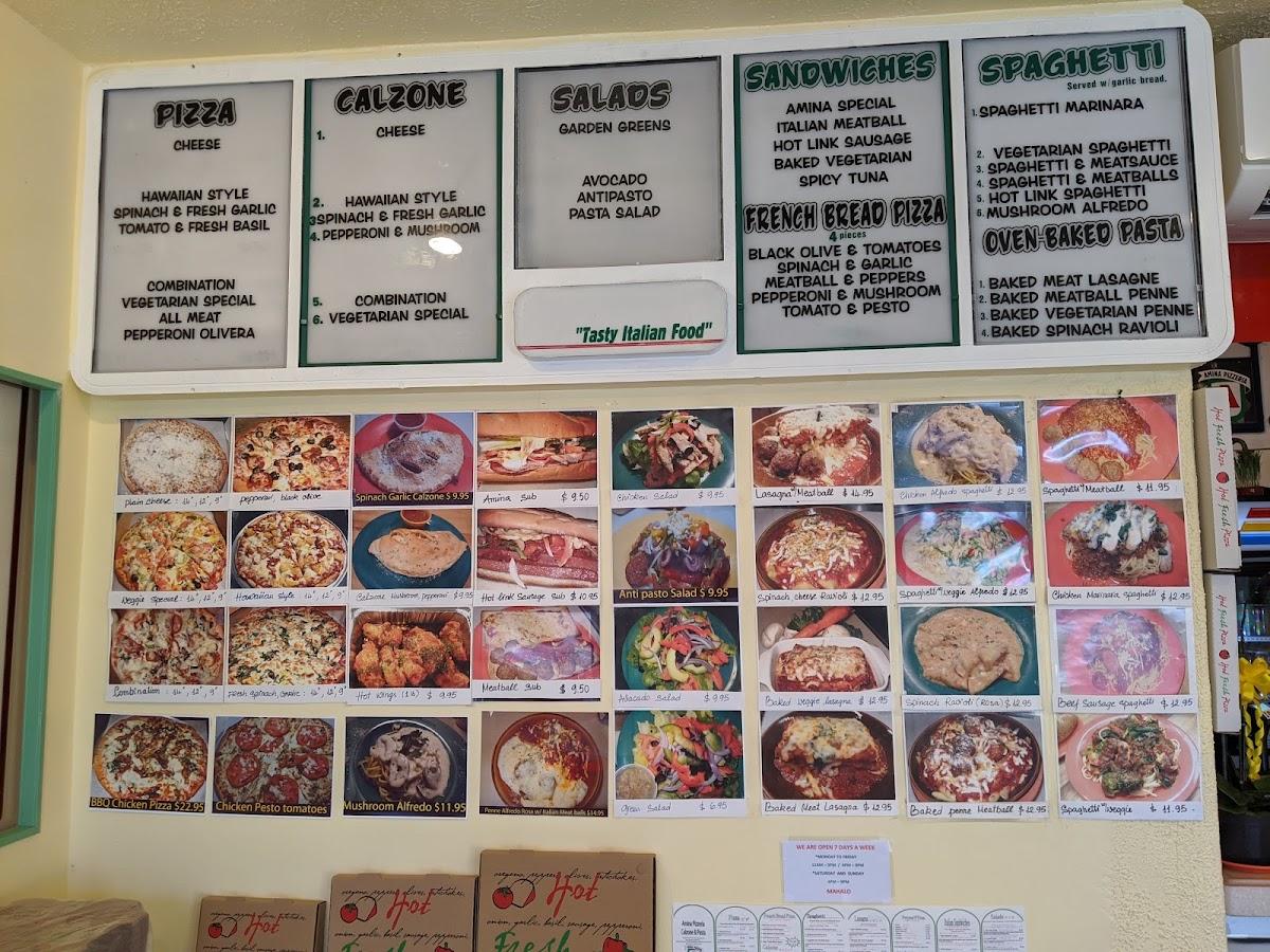 Menu at Amina Pizzeria, Honolulu