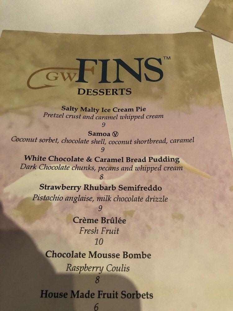 Menu at GW Fins restaurant, New Orleans