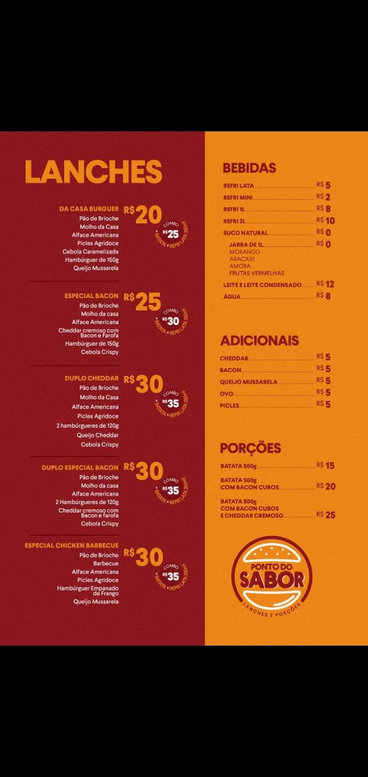 Menu at Ponto do Sabor restaurant, Ponta Grossa
