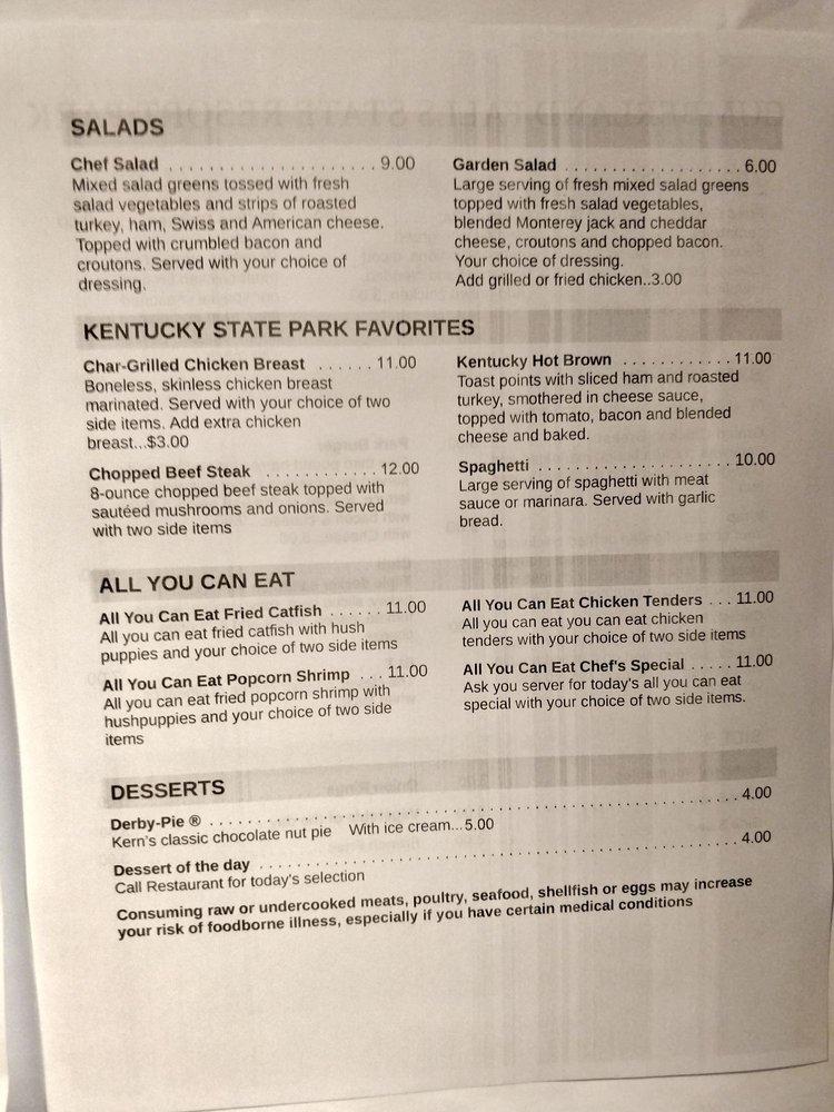 Menu at Riverview Restaurant, USA, KY-90
