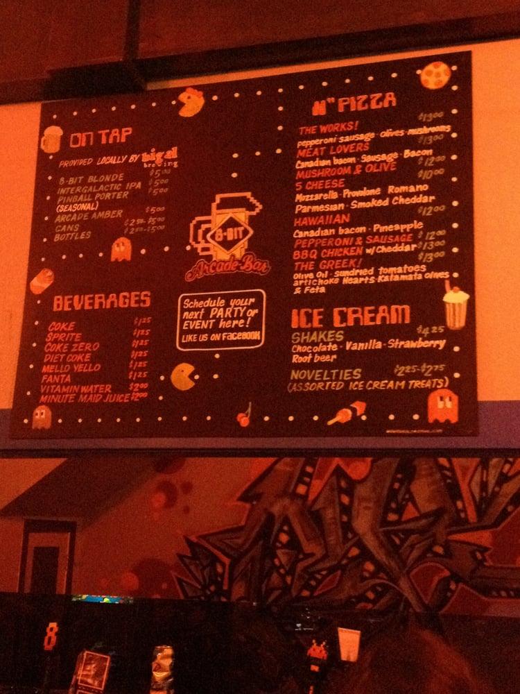 Menu at 8-Bit Arcade Bar, Renton
