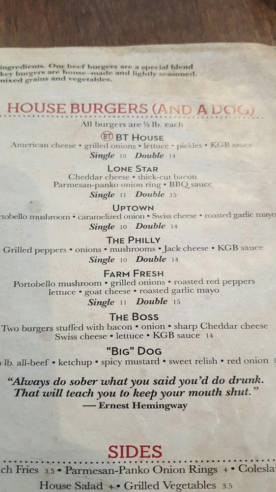 Menu at Burger Theory restaurant, Omaha